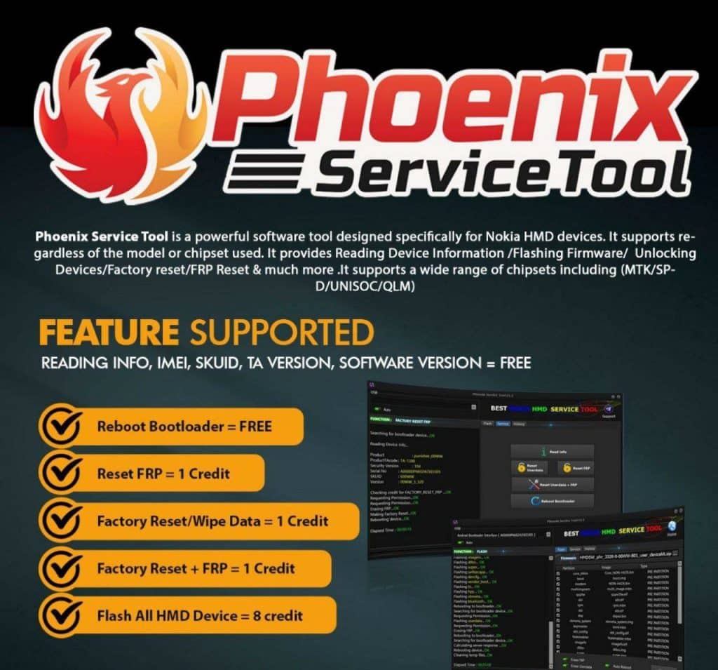 Phoenix Service Tool ( Nokia HMD Tool ) xoá mật khẩu, frp lock, up rom ...